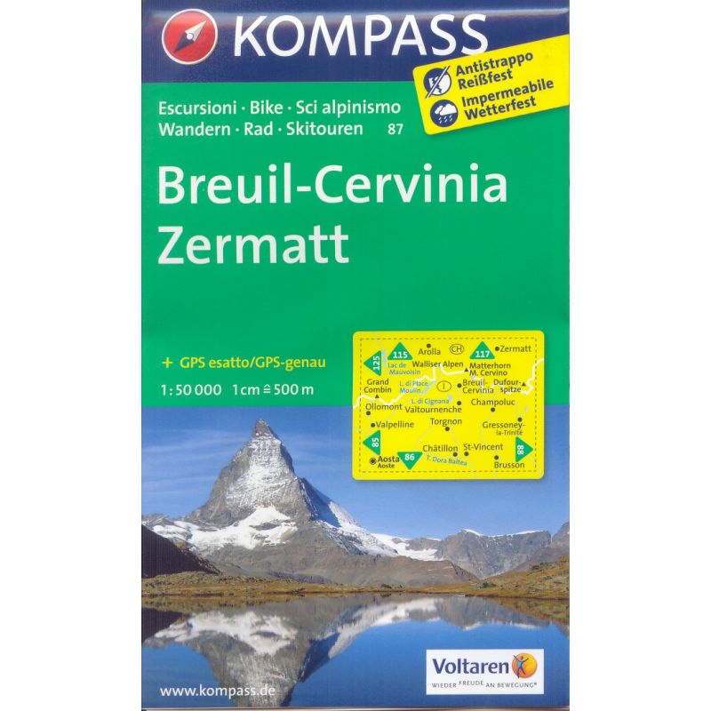 Cartina Breuil-Cervinia-Zermatt - KOMPASS